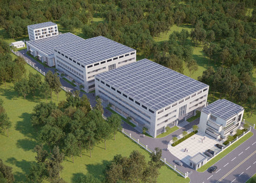 The construction project of the new factory high-rise building rising ...